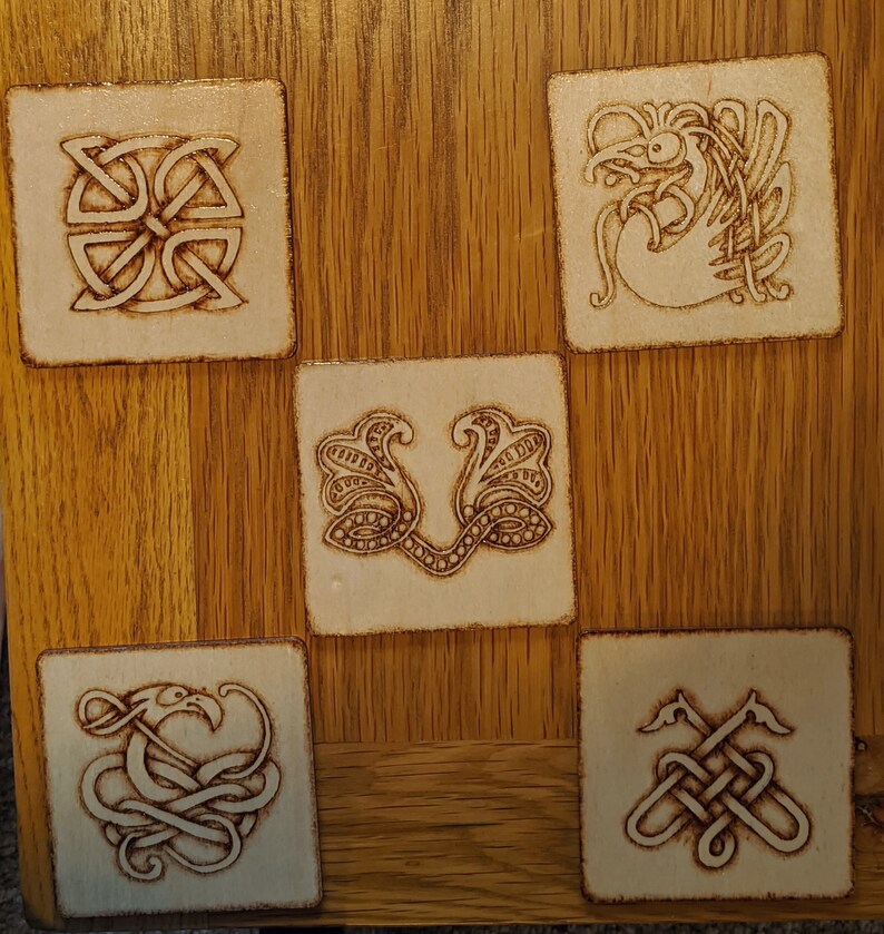 Square Celtic Coaster Pyrography and Irish Text Various - Etsy