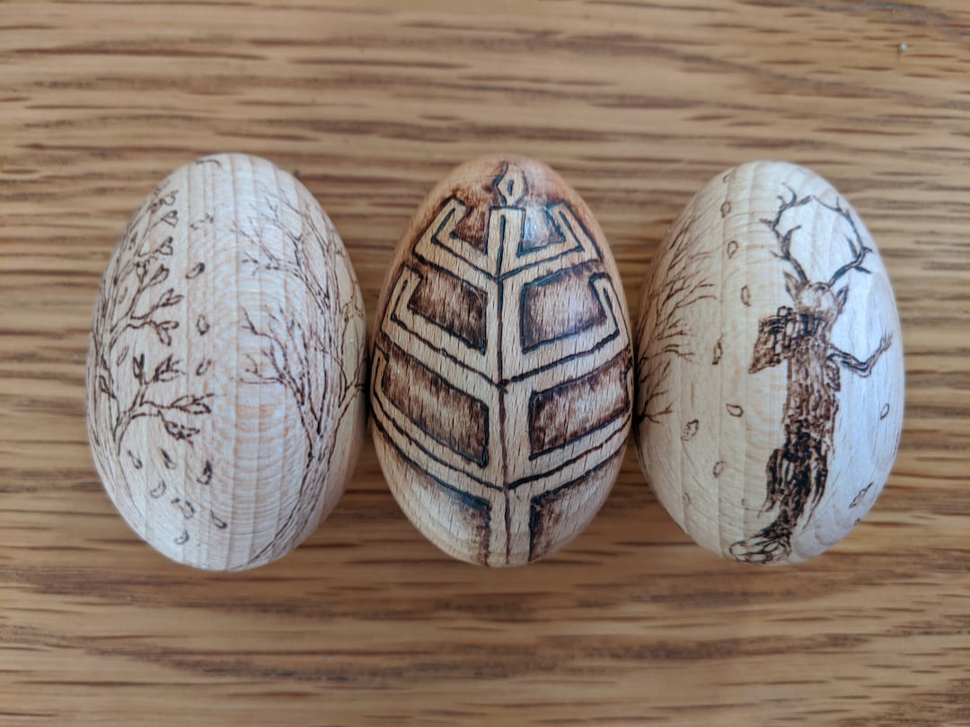 Pyrography Wooden Egg - Beech - Etsy