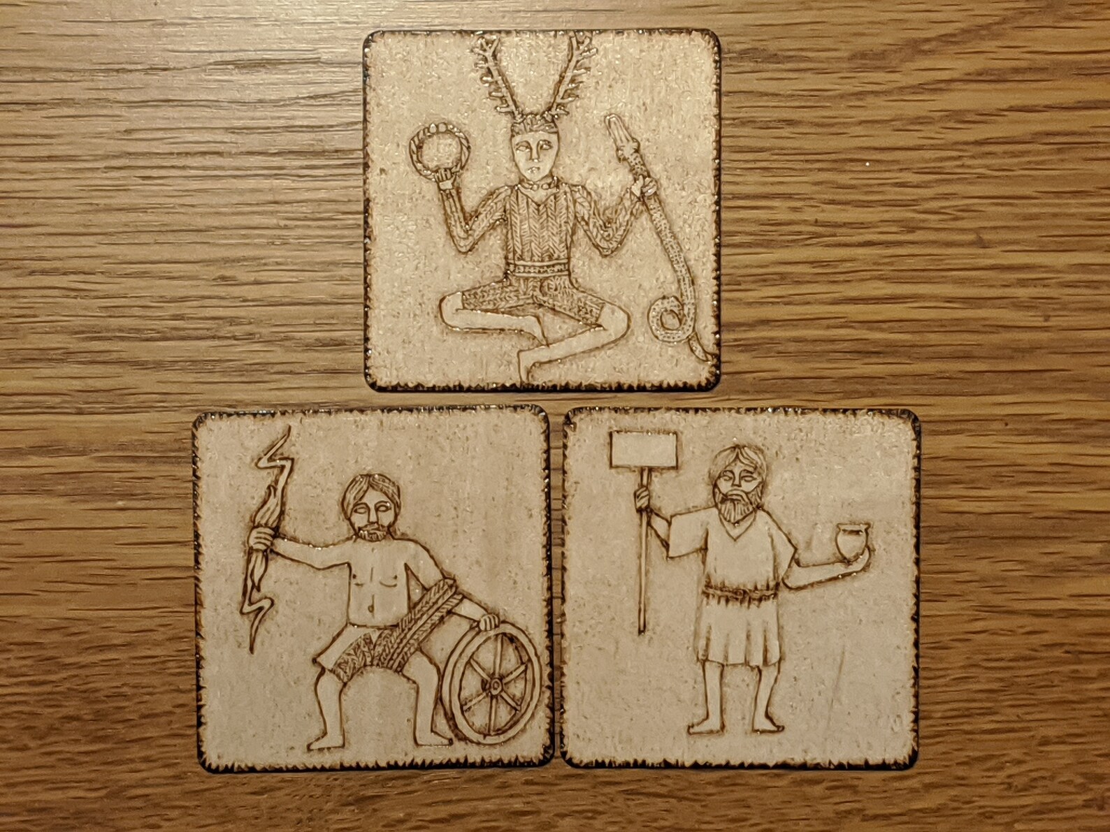 Pagan Deity Pyrography Coasters - Set of 3 - Etsy UK