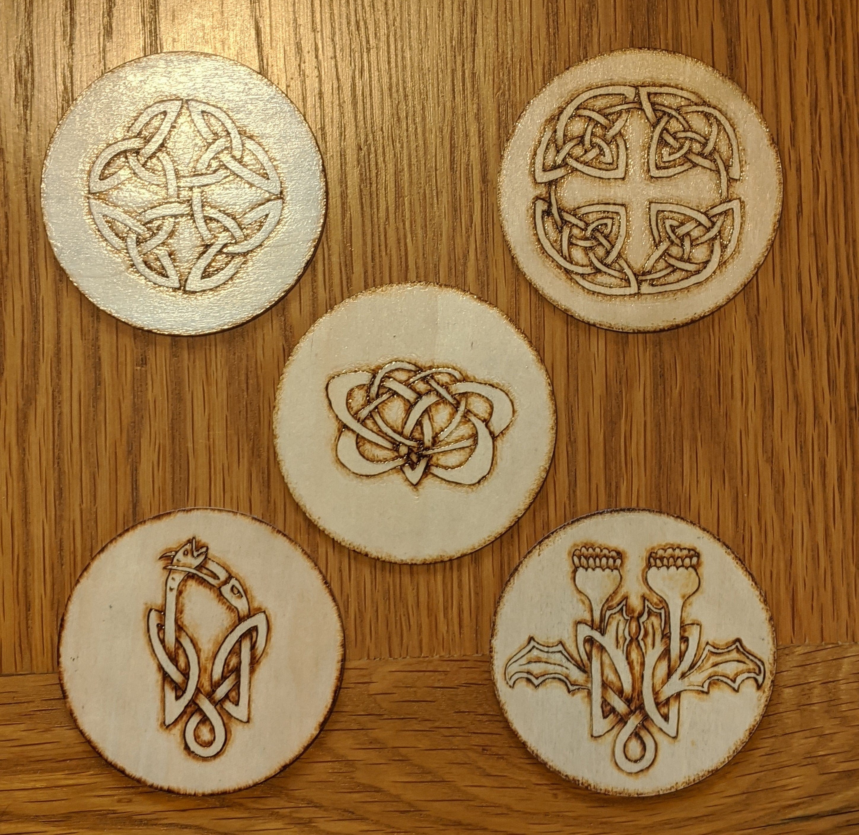 Round Celtic Coaster Pyrography and Irish Text Various | Etsy