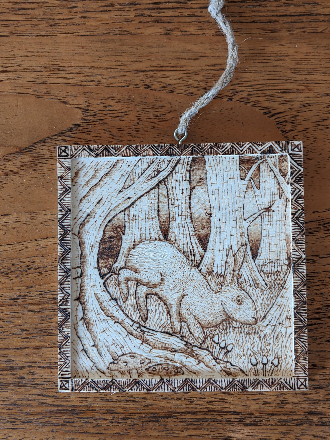 Hanging Pyrography Plaque Woodland Scene - Etsy