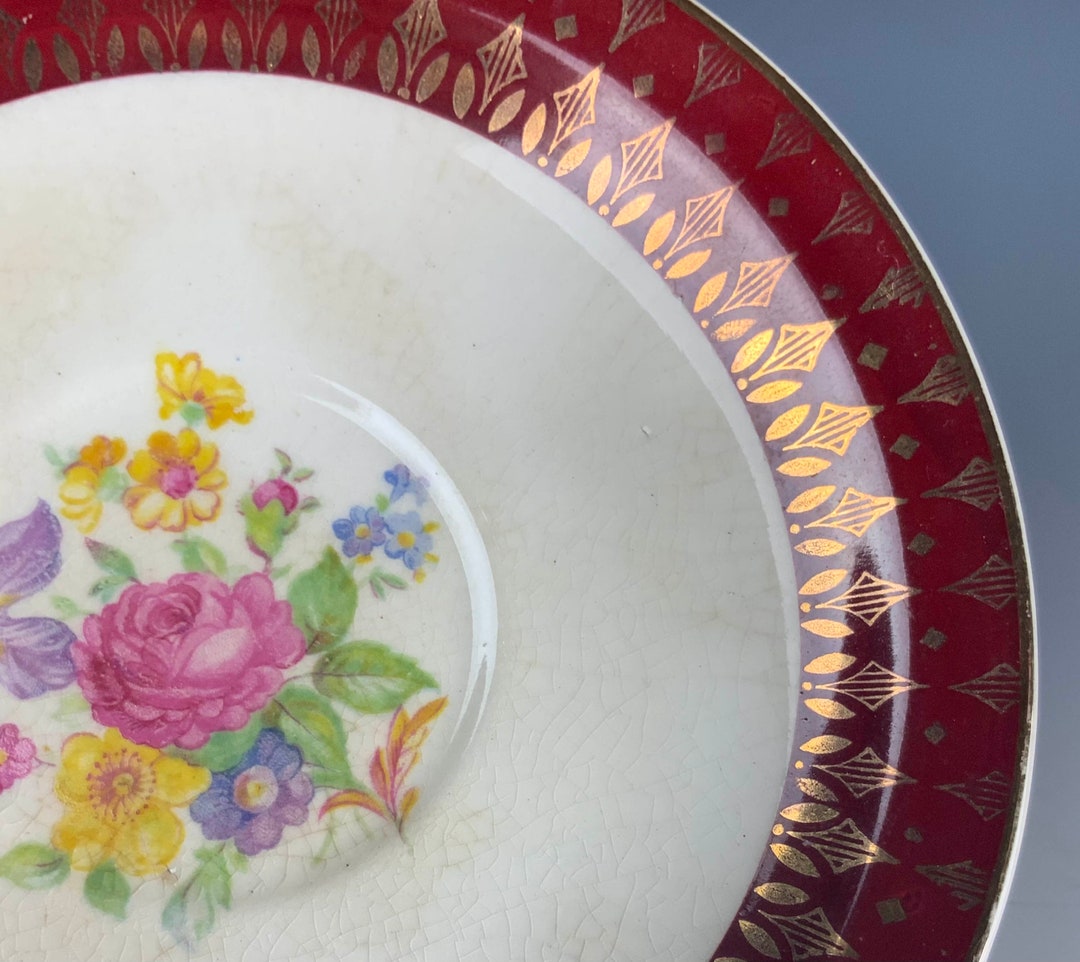 Vintage Cronin China Saucer: Royal Rajah Floral Plate With Gold Accent ...