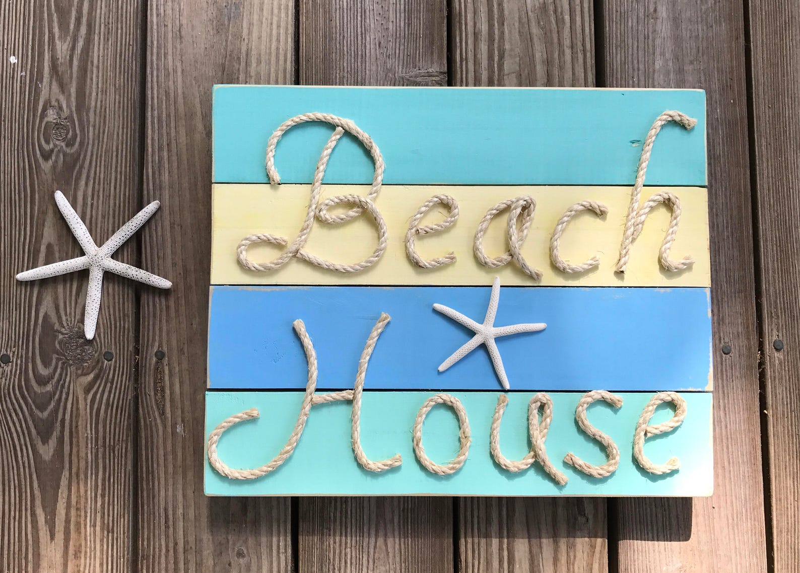 Handmade Beach House With Rope Beach Pallet Art Rope Art - Etsy