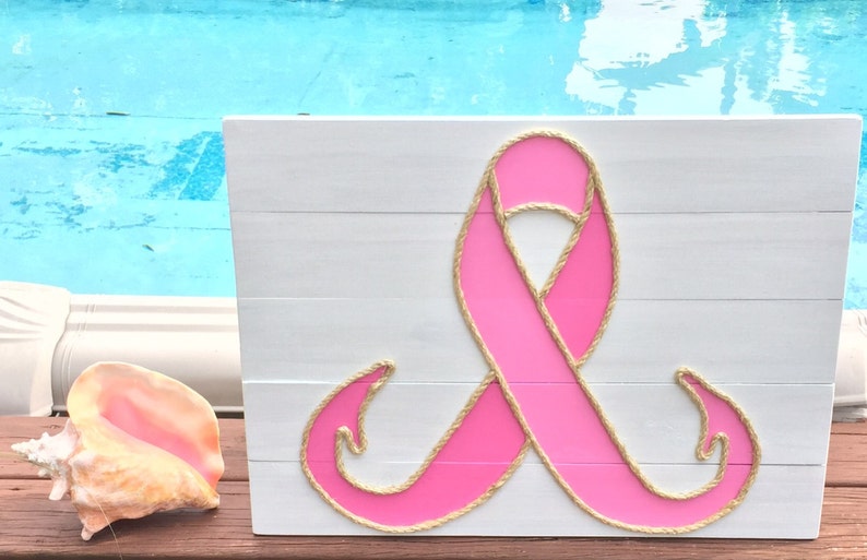 Handmade Breast Cancer Nautical Pink Ribbon With Rope Beach - Etsy