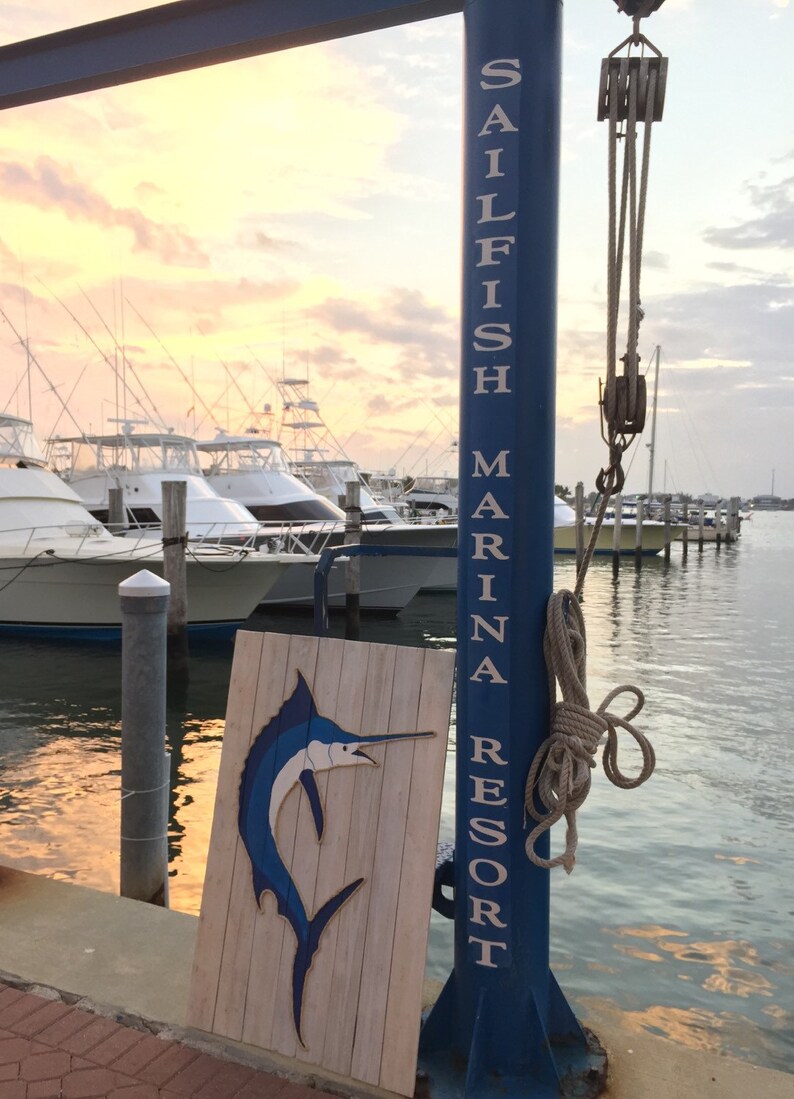 Handmade Marlin With Rope Beach Pallet Art Nautical Art Rope - Etsy