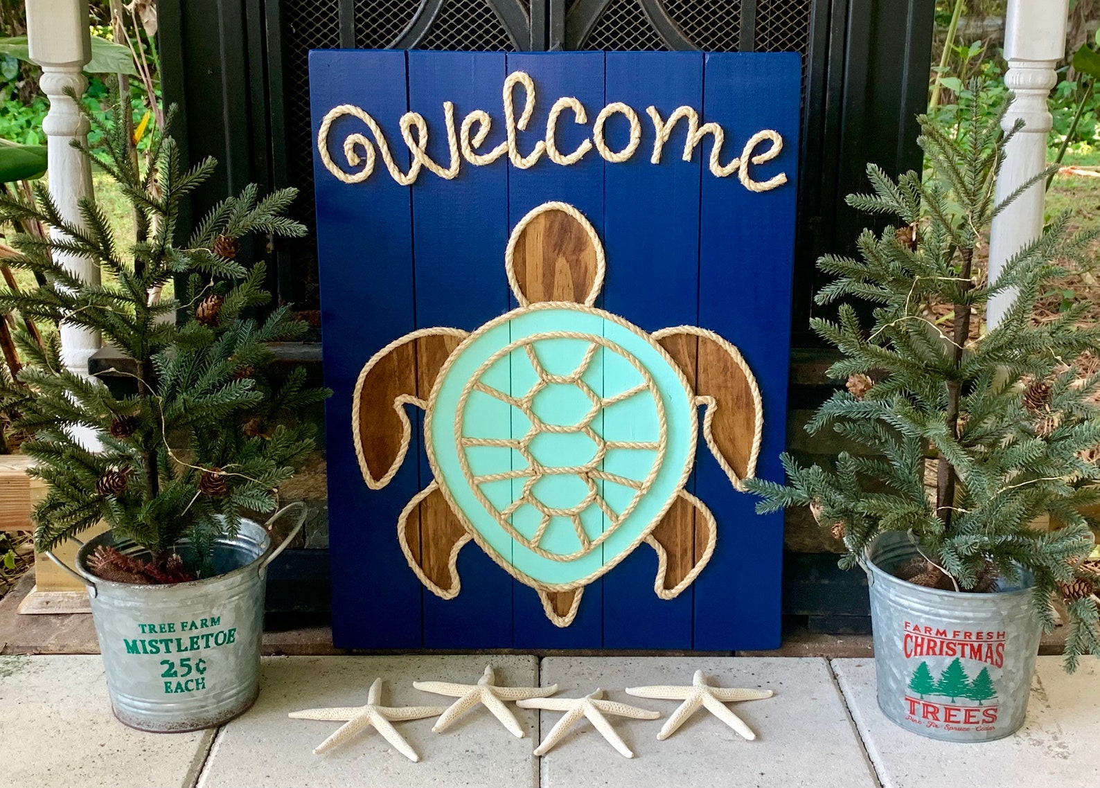 Handmade Welcome Turtle With Rope Beach Pallet Art Coastal | Etsy