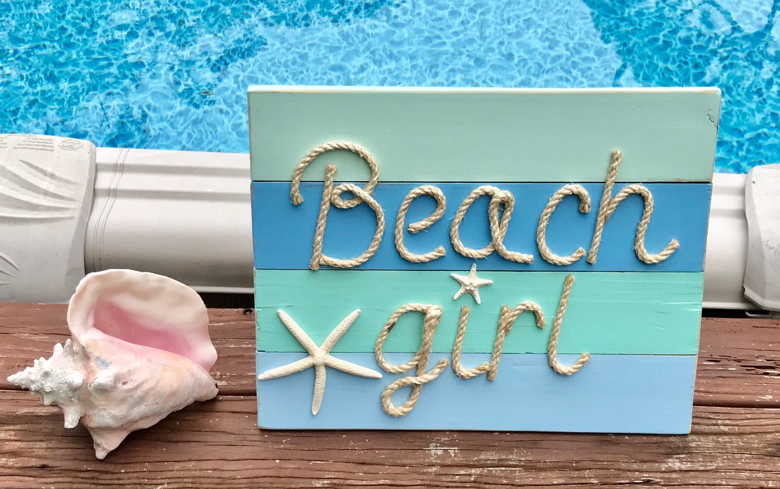 Handmade Beach Girl Pallet Art Rope Art Nautical Art Coastal - Etsy