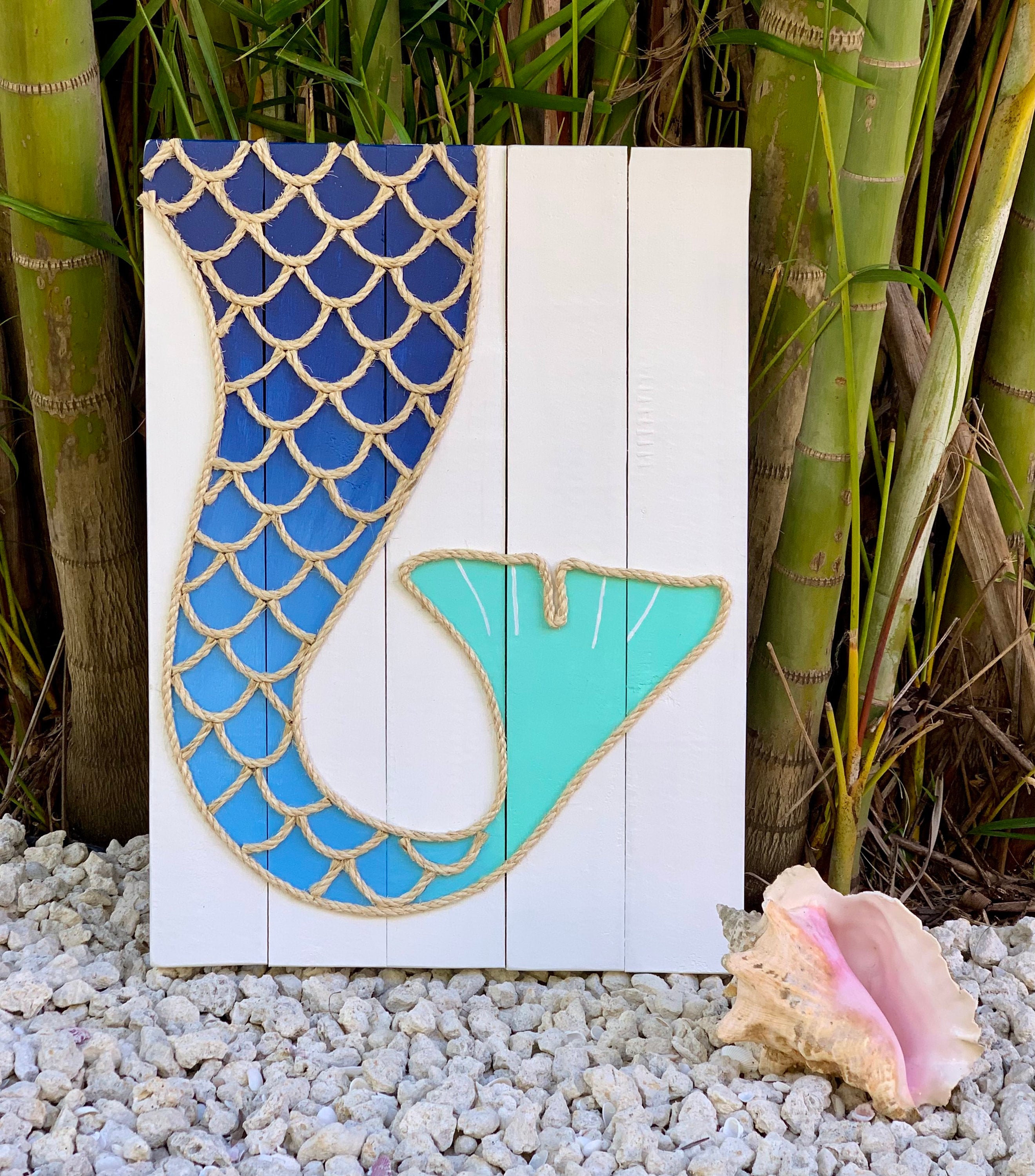 Handmade Mermaid Tail Beach Pallet Art, Coastal Decor, Mermaid Art ...
