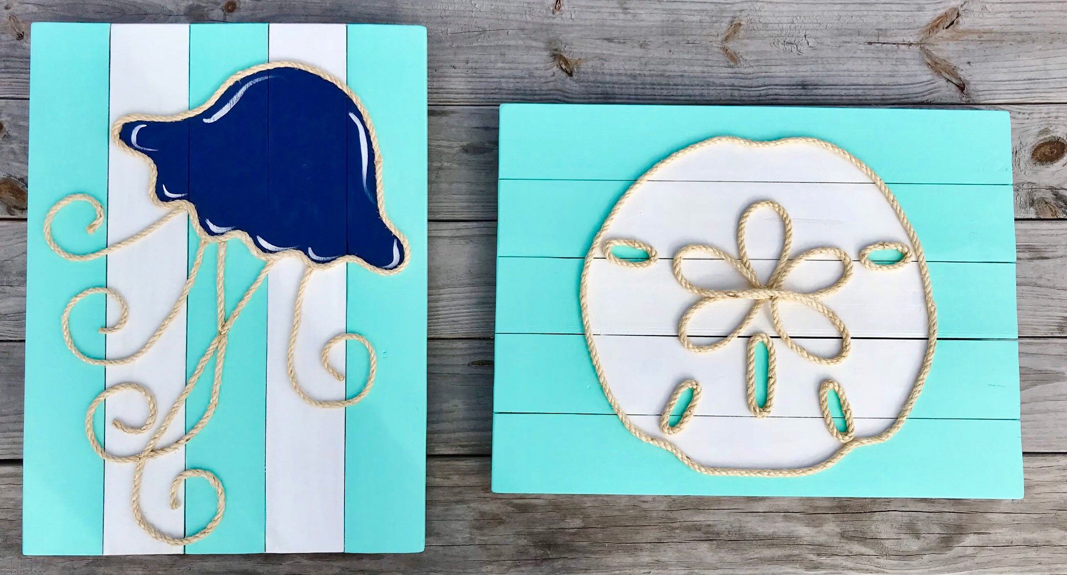 Handmade Jellyfish w/ Rope Beach Pallet Art Nautical Art | Etsy