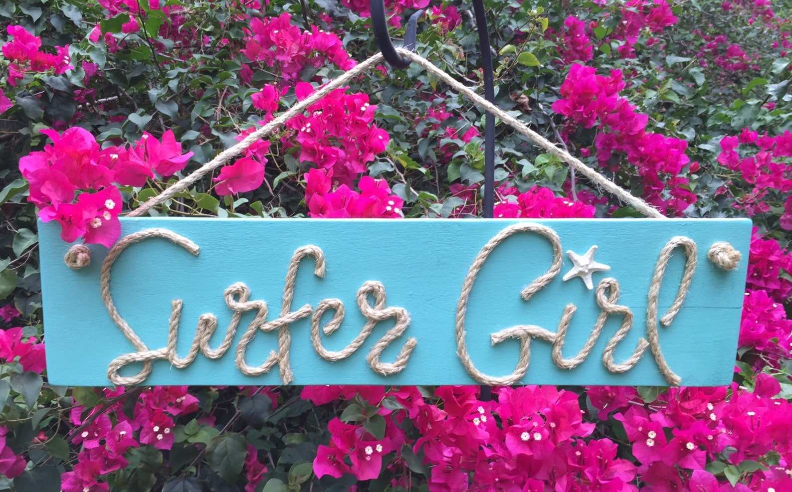 Handmade Surfer Girl With Rope Beach Pallet Art Rope Art - Etsy