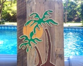 Handmade Palm Tree With Rope Beach Pallet Art - Etsy