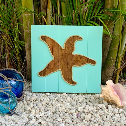 Handmade Turtle With Rope© Beach Pallet Art Coastal Decor Rope - Etsy