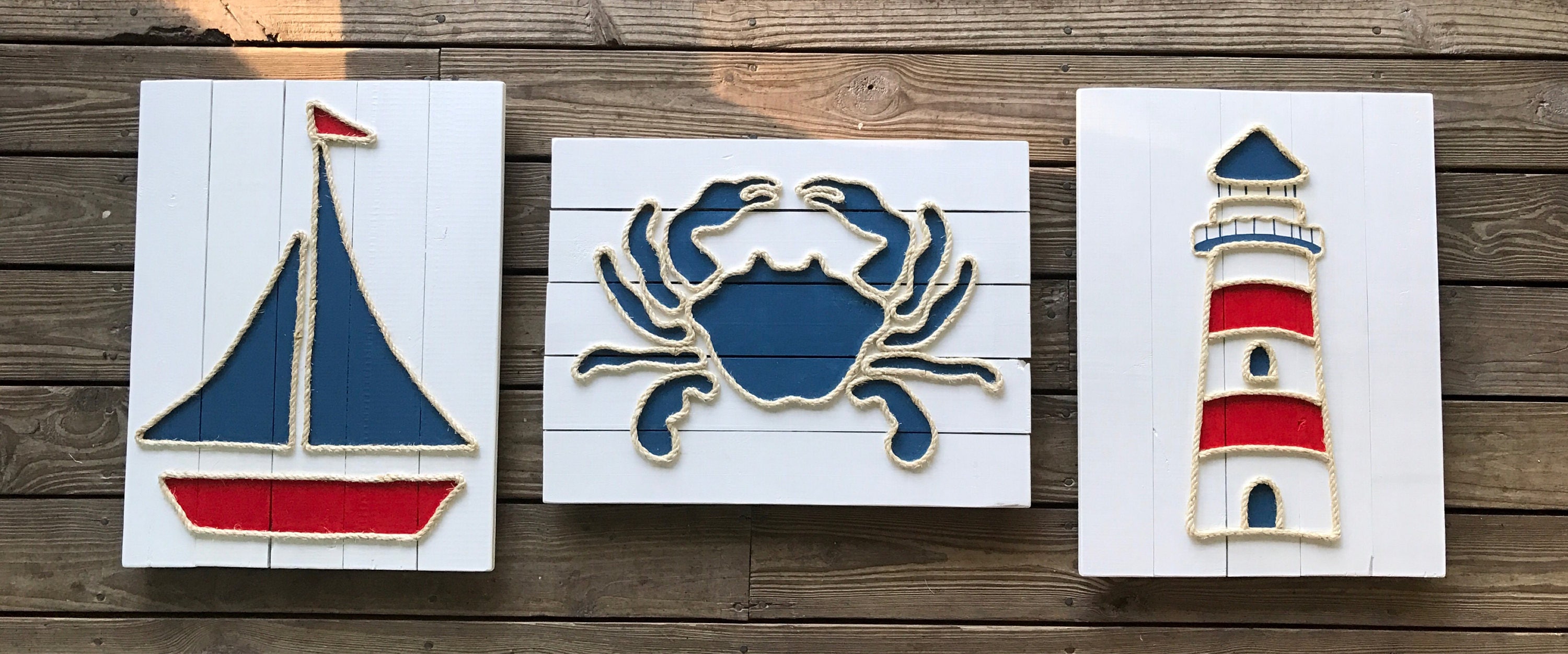 Handmade Lighthouse With Rope Beach Pallet Art Lighthouse Art - Etsy