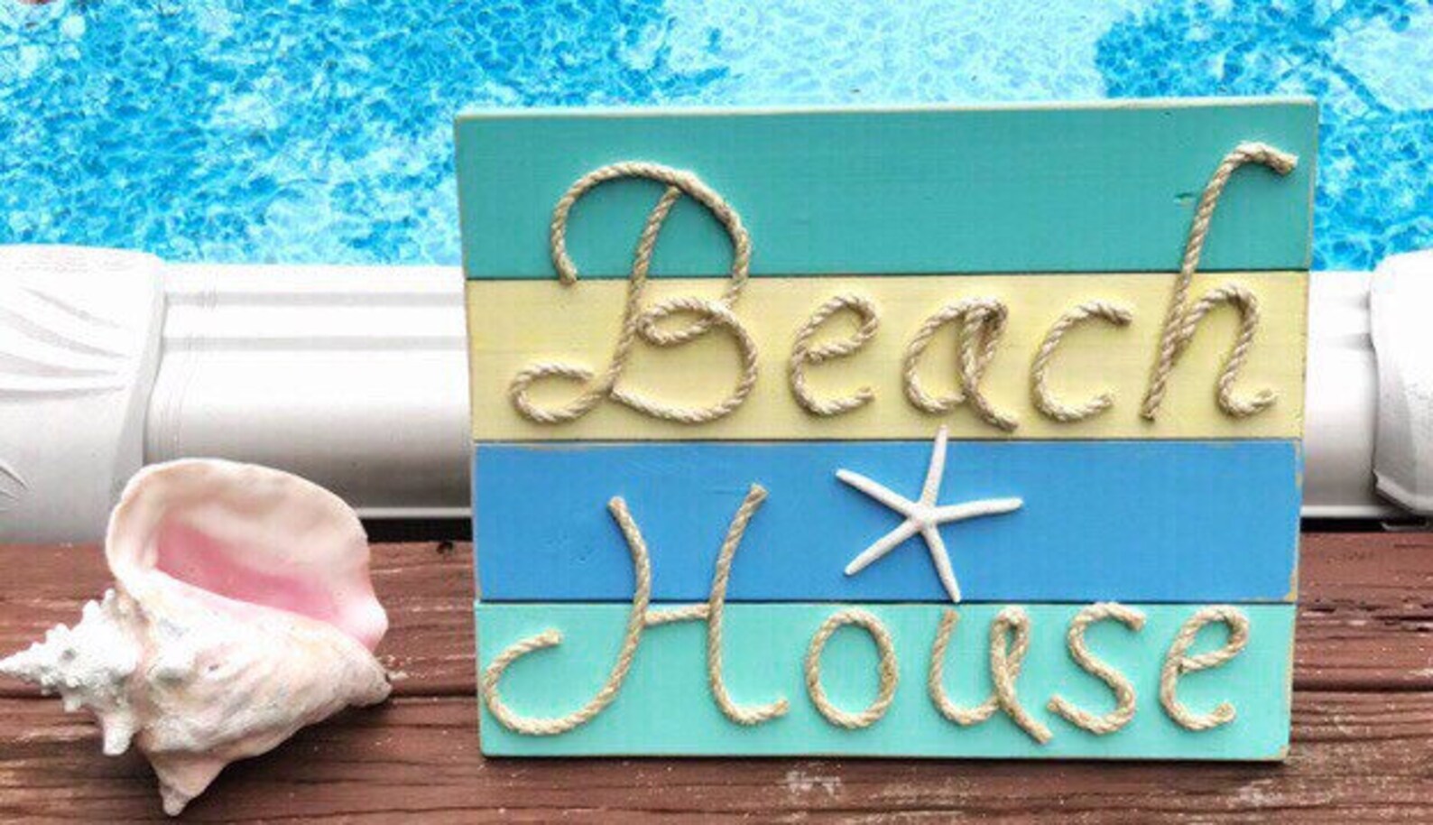 Handmade Beach House With Rope Beach Pallet Art Rope Art - Etsy