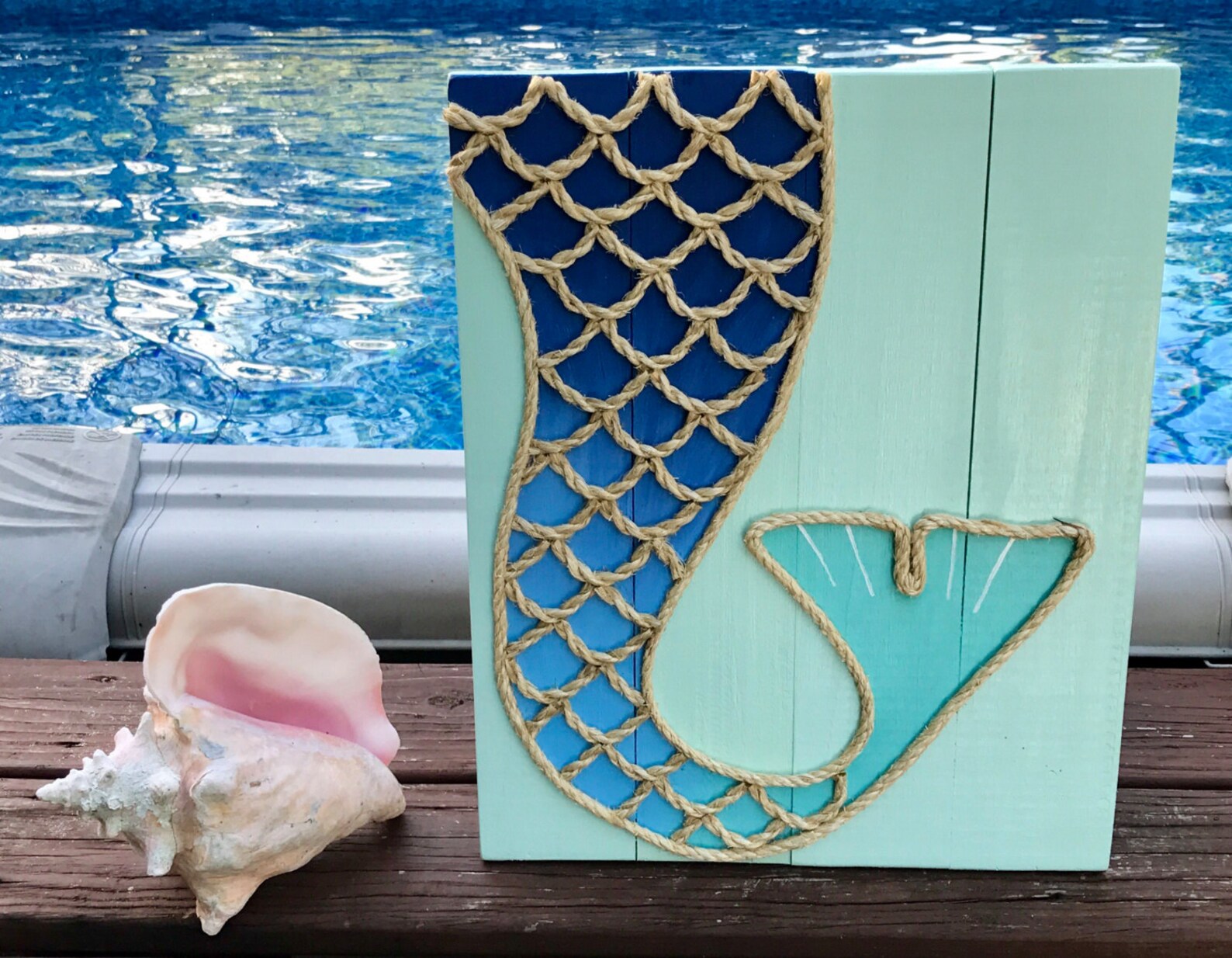 Handmade Mermaid Tail Beach Pallet Art, Coastal Decor, Mermaid Art ...