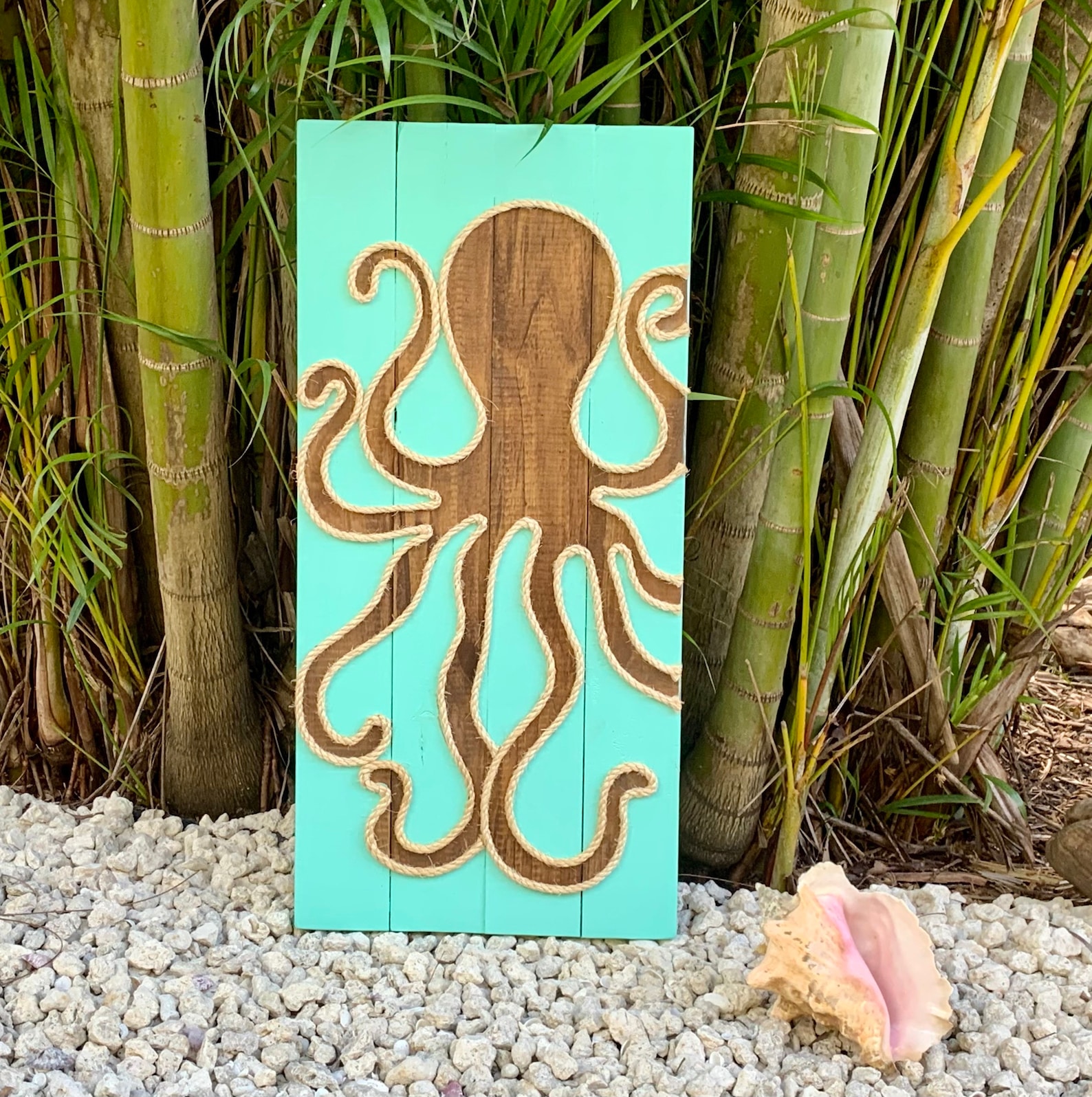 Handmade Jellyfish and Octopus With Rope Beach Pallet Art Nautical ...