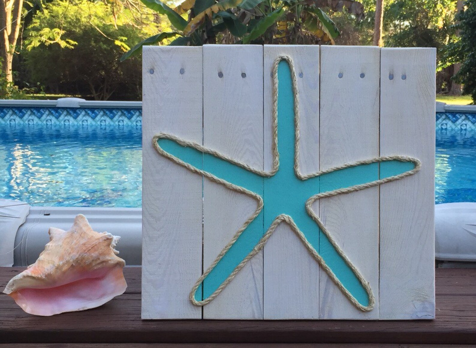 Handmade Starfish With Rope Beach Pallet Art Nautical Art Starfish Art ...