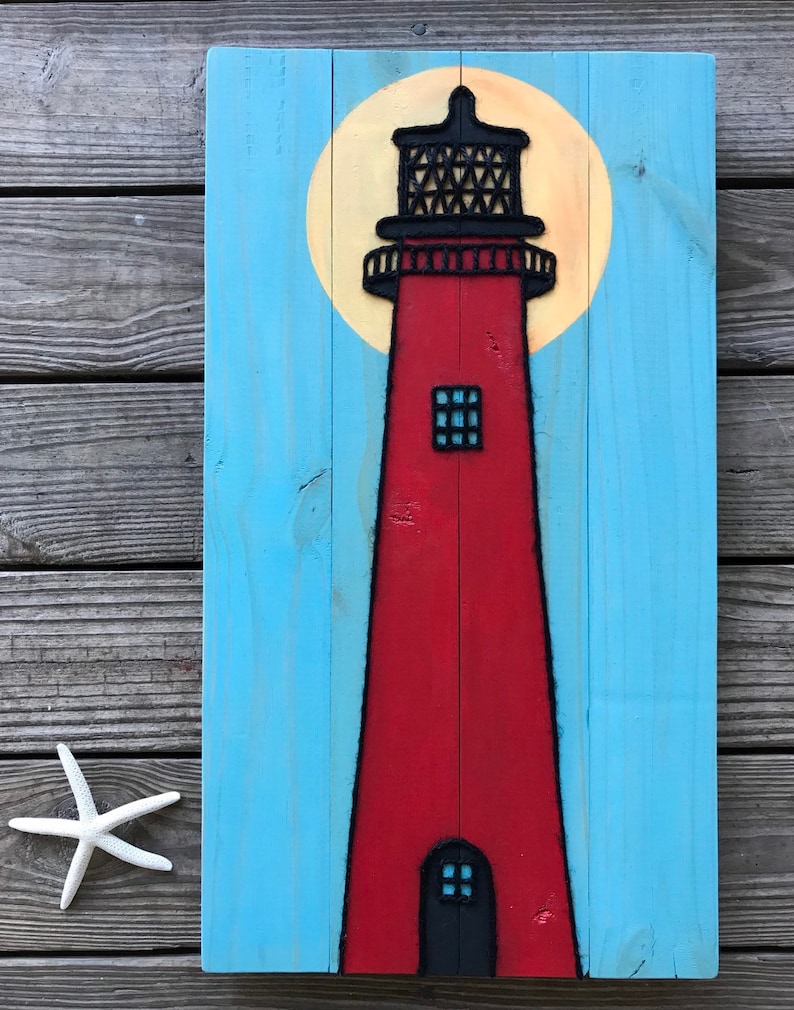 Handmade Jupiter Lighthouse With Rope Beach Pallet Art - Etsy