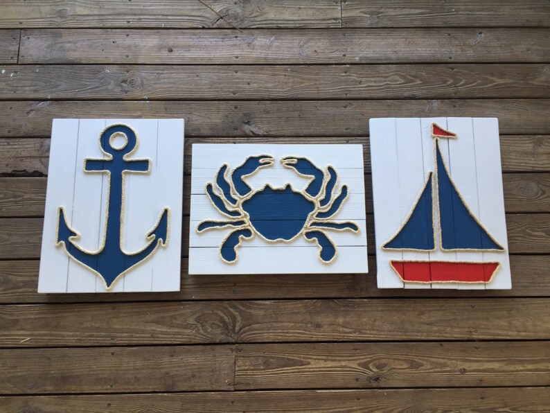 Handmade Anchor With Rope Beach Pallet Art Coastal Decor Rope - Etsy