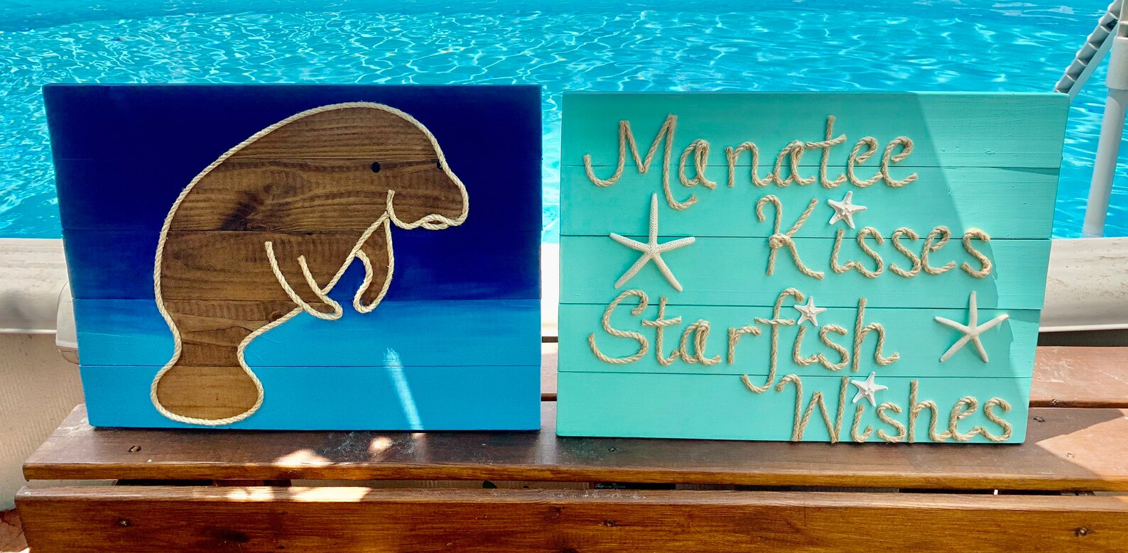 Handmade Manatee With Rope Beach Pallet Art Coastal Decor - Etsy