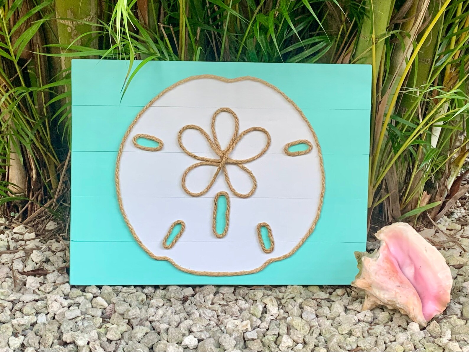 Handmade Sand Dollar With Rope Beach Pallet Art, Nautical Art, Rope Art ...
