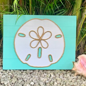 Handmade Sand Dollar With Rope Beach Pallet Art, Nautical Art, Rope Art ...