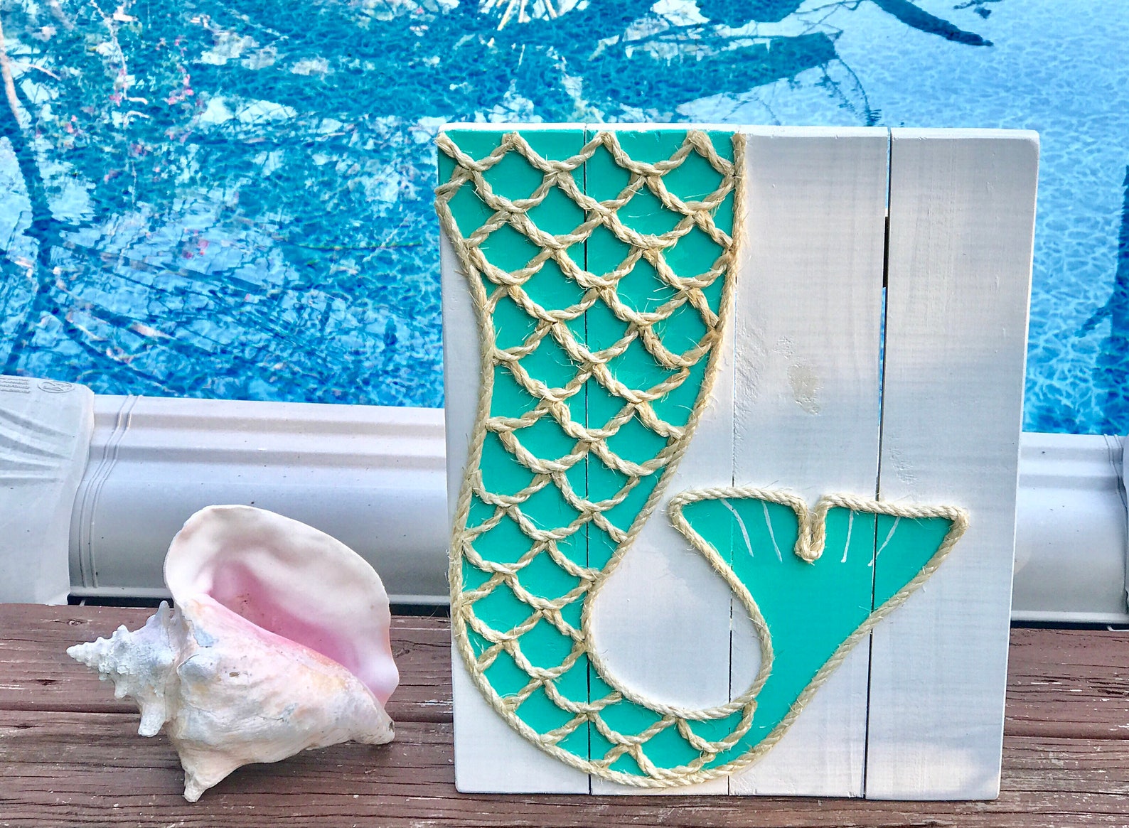 Handmade Mermaid Tail With Rope Beach Pallet Art Mermaid Art - Etsy