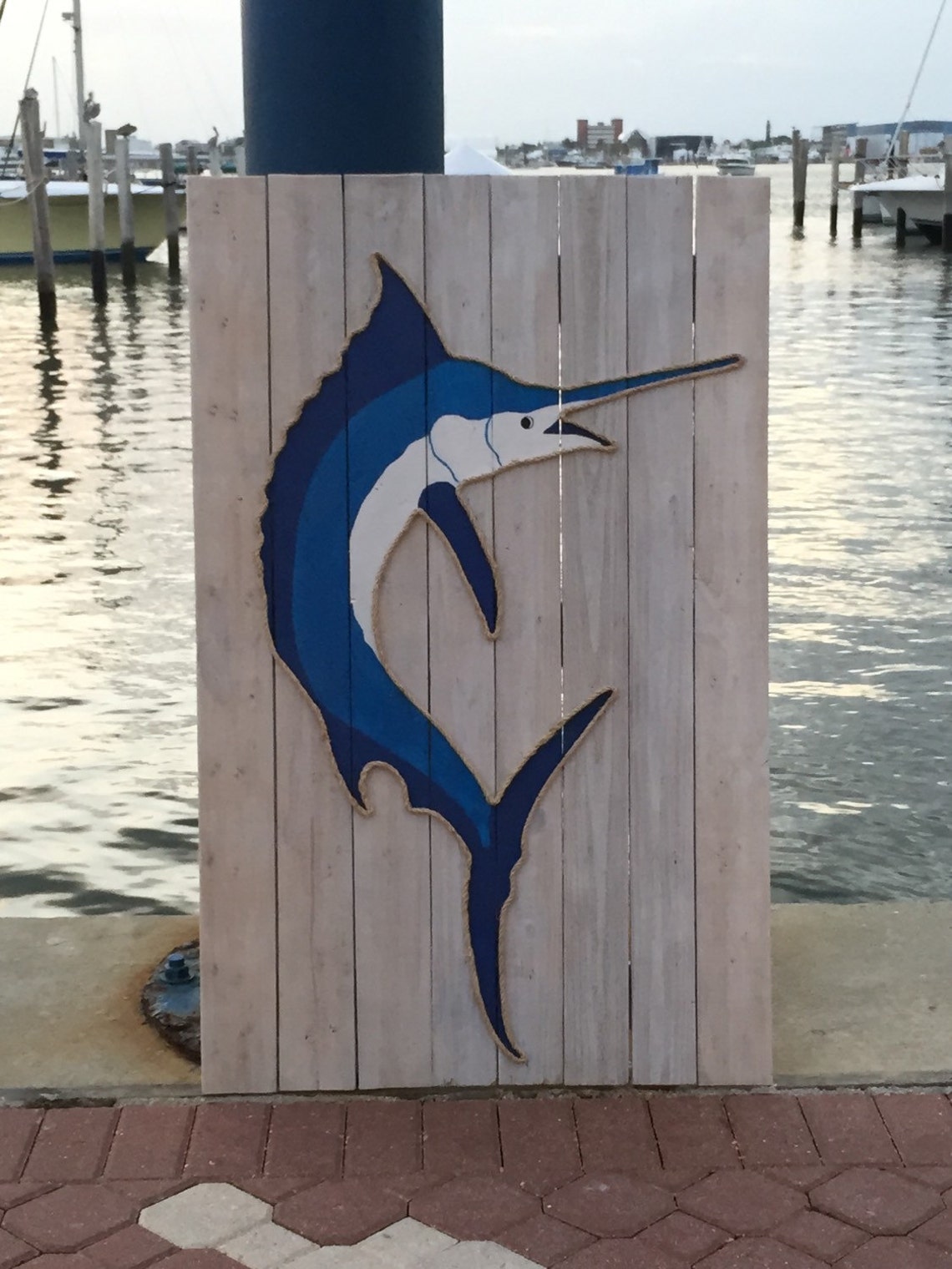 Handmade Marlin With Rope Beach Pallet Art Nautical Art Rope - Etsy