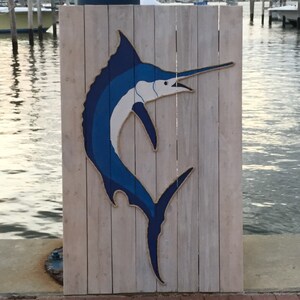Handmade Marlin With Rope Beach Pallet Art Nautical Art Rope Art Pallet ...