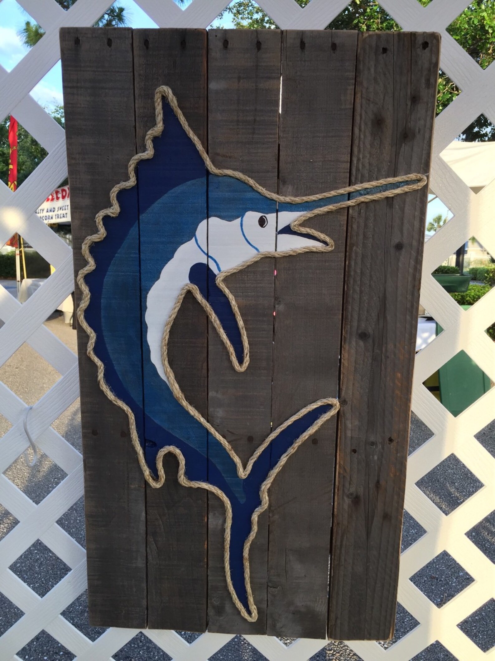 Handmade Marlin With Rope Beach Pallet Art Nautical Art Rope - Etsy