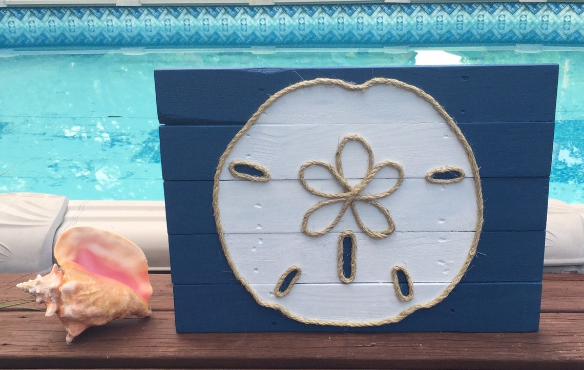 Handmade Sand Dollar With Rope Beach Pallet Art, Nautical Art, Rope Art ...