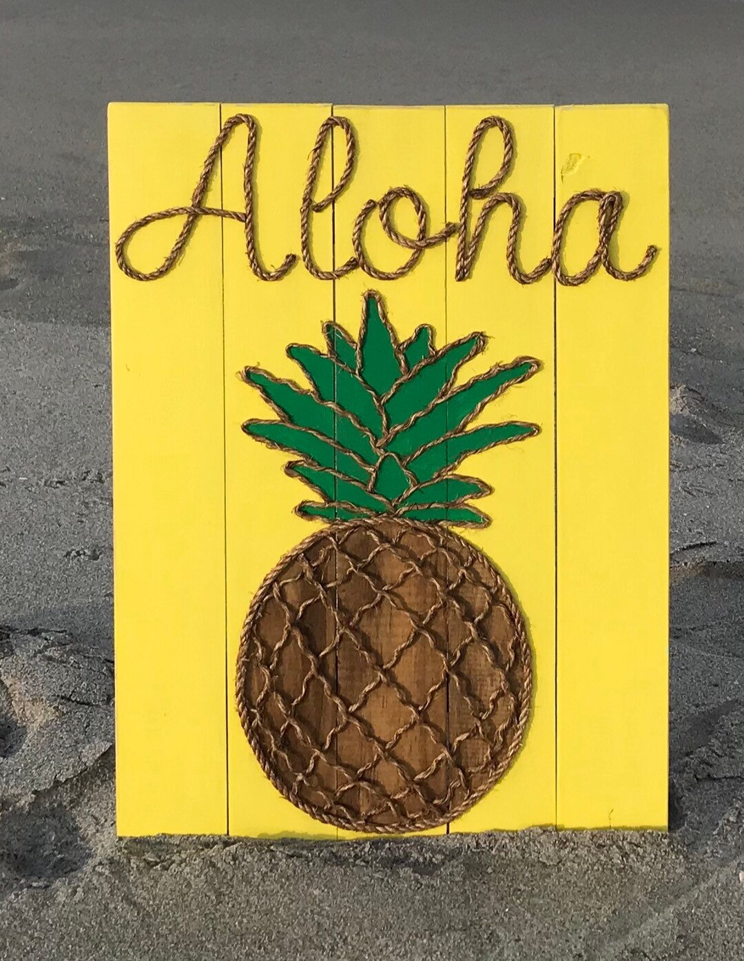 Handmade "aloha" Pineapple With Rope Beach Pallet Art Coastal Decor ...
