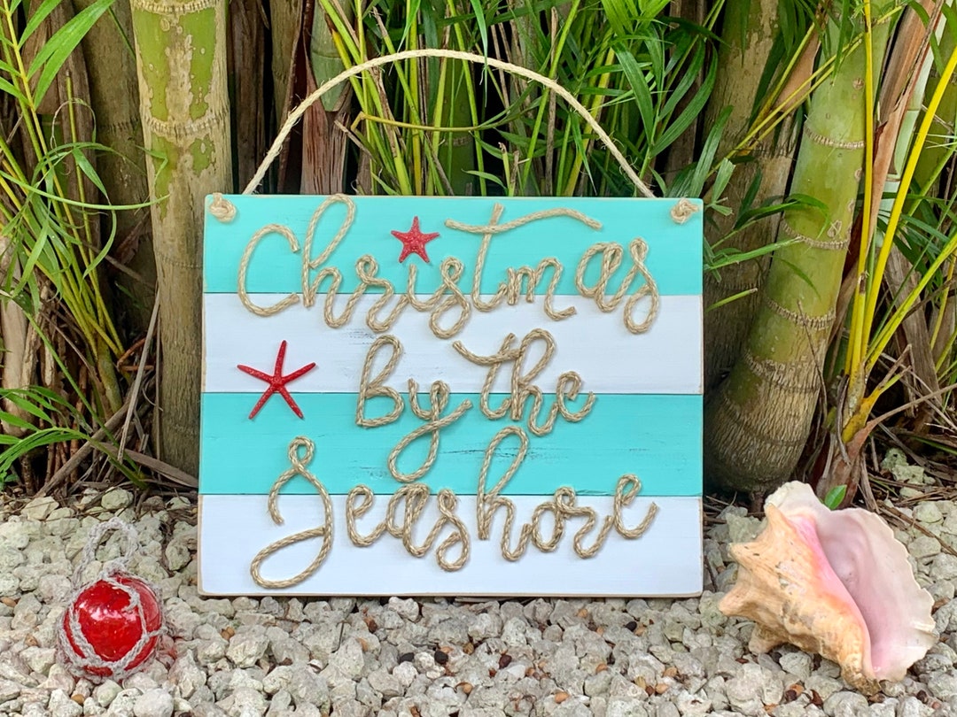 Handmade Christmas by the Seashore With Rope Beach Pallet Art, Coastal ...