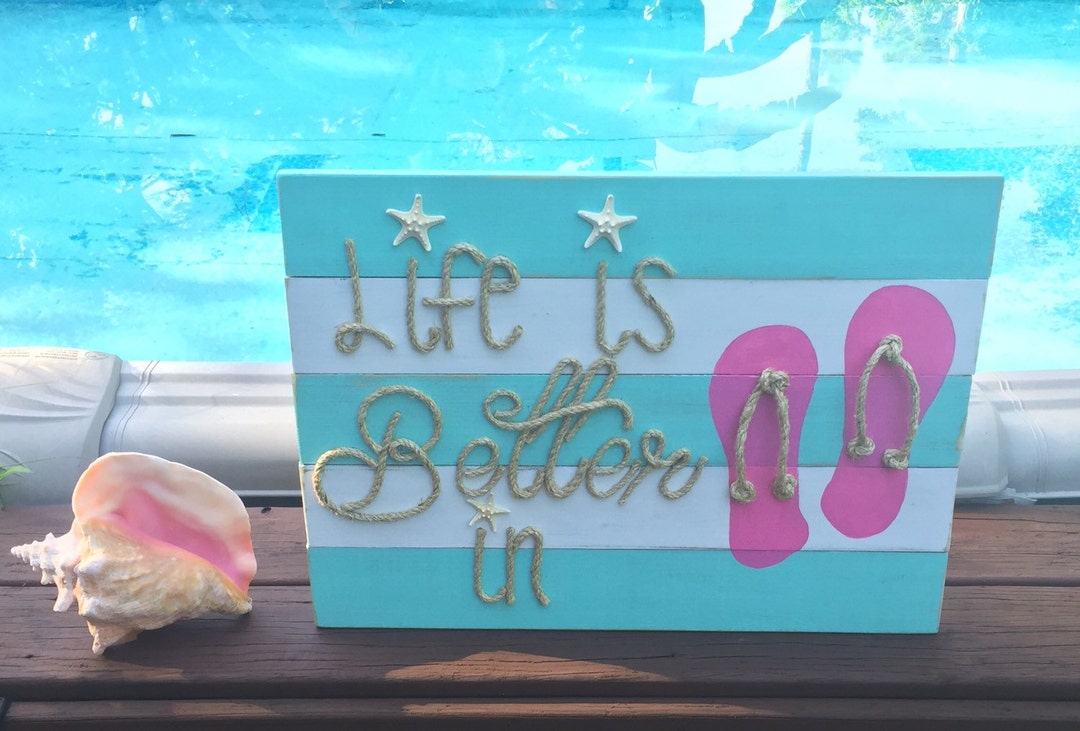 Handmade Life is Better in Flip Flops Beach Pallet Art Coastal Decor ...