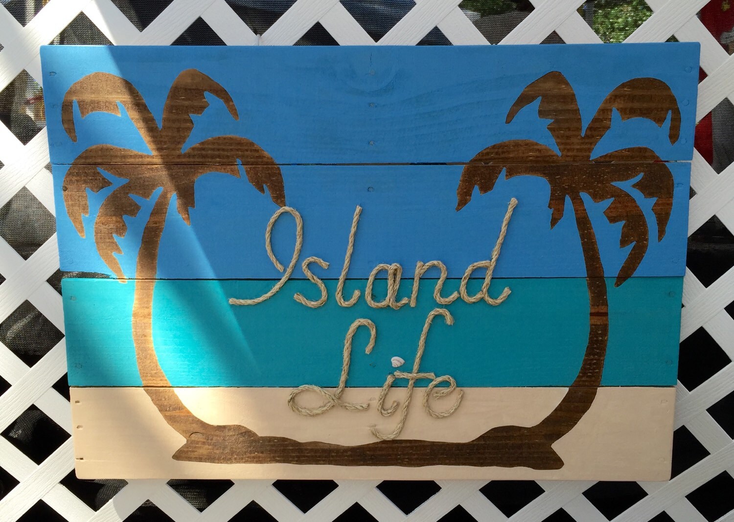 Handmade Island Life With Rope Beach Pallet Art Coastal Decor - Etsy