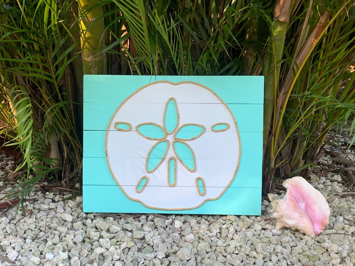 Handmade Sand Dollar With Rope Beach Pallet Art Coastal Decor Pallet ...