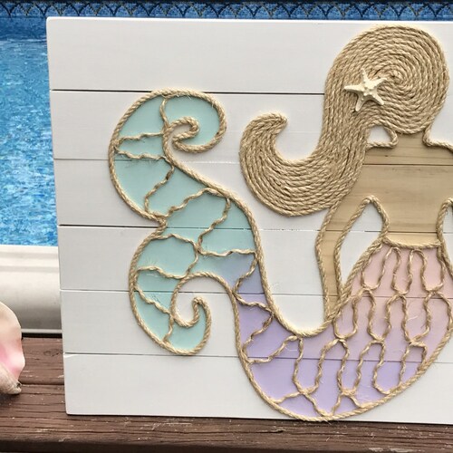 Handmade Turtle With Rope© Beach Pallet Art Coastal Decor Rope - Etsy