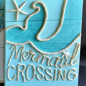 Handmade Mermaid Crossing 11x14 With Rope Beach Pallet Art Coastal ...