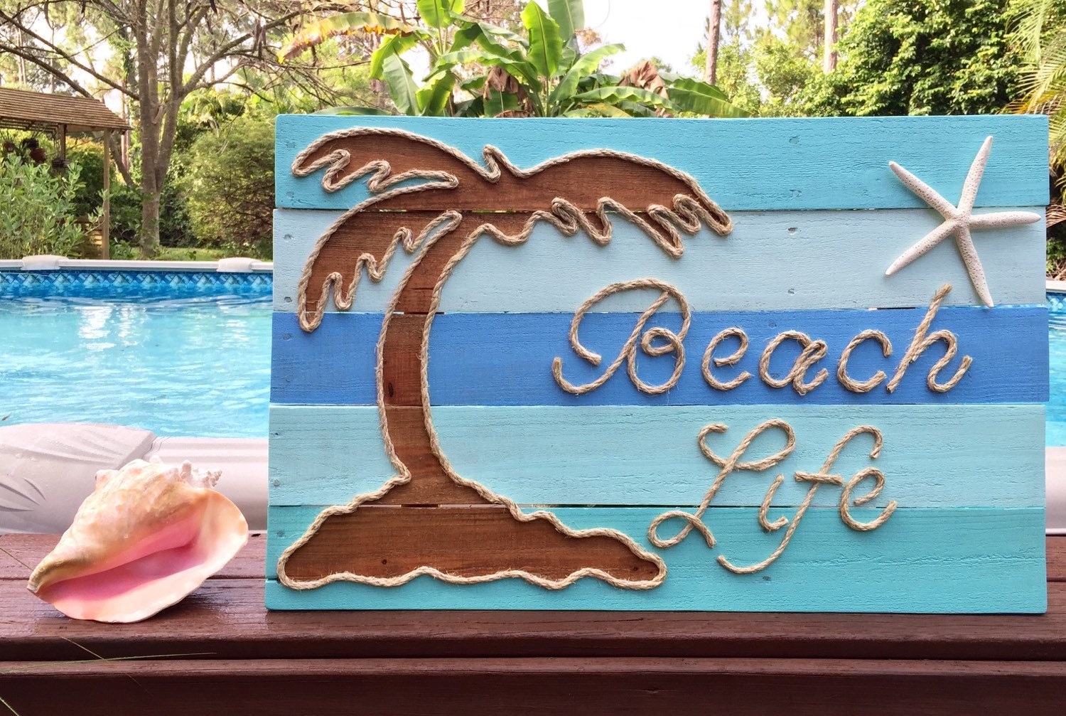 Handmade Beach Life With Rope Beach Pallet Art Coastal Decor - Etsy