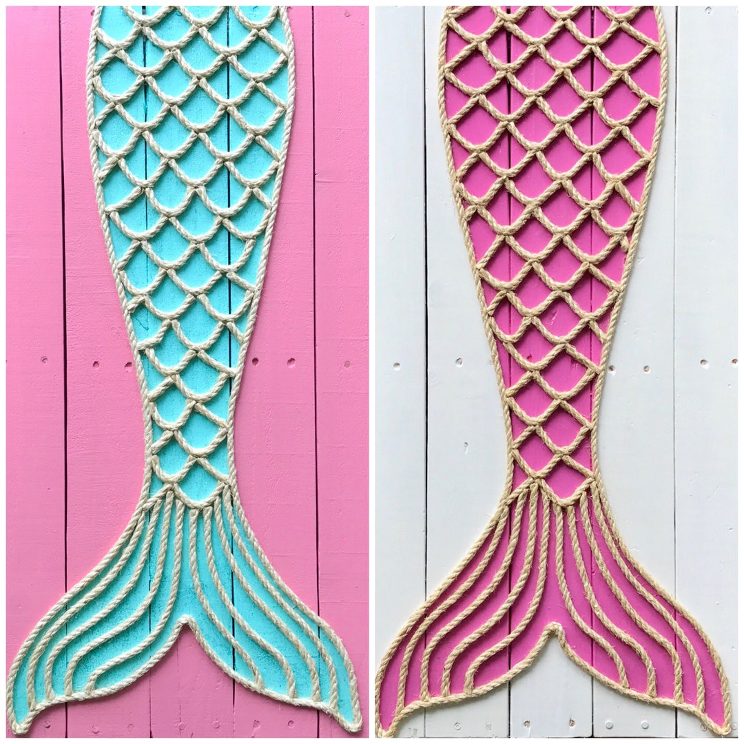 Handmade Mermaid Tail With Rope Beach Pallet Art, Mermaid Art, Mermaid ...