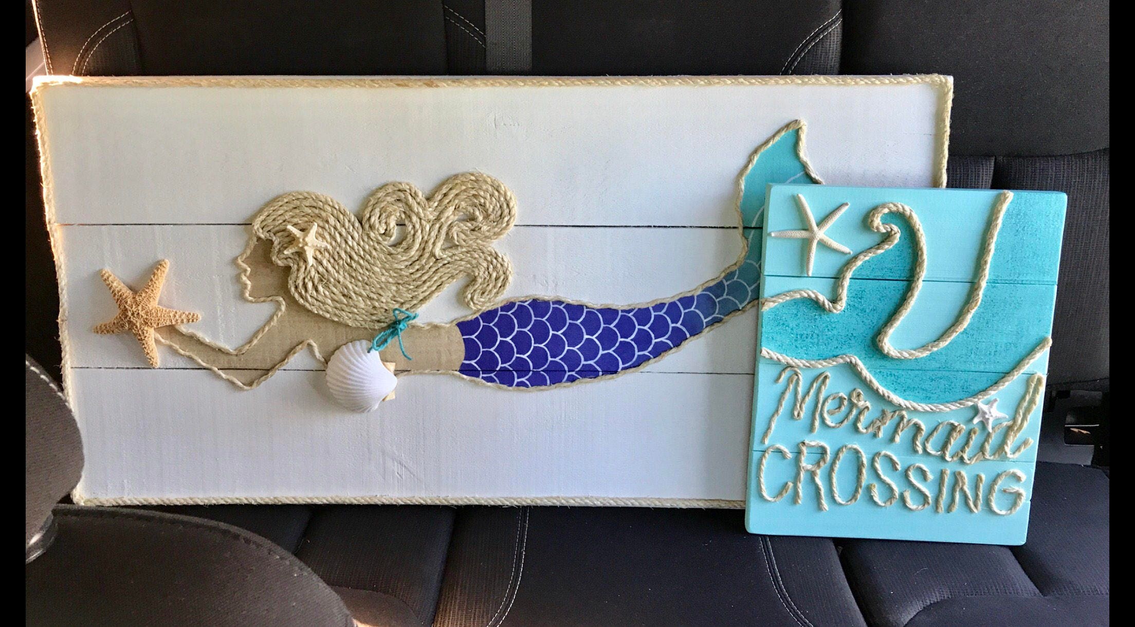 Handmade Mermaid Crossing 11x14 With Rope Beach Pallet - Etsy