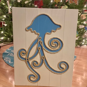 Handmade Jellyfish With Rope Beach Pallet Art Coastal Decor Nautical ...