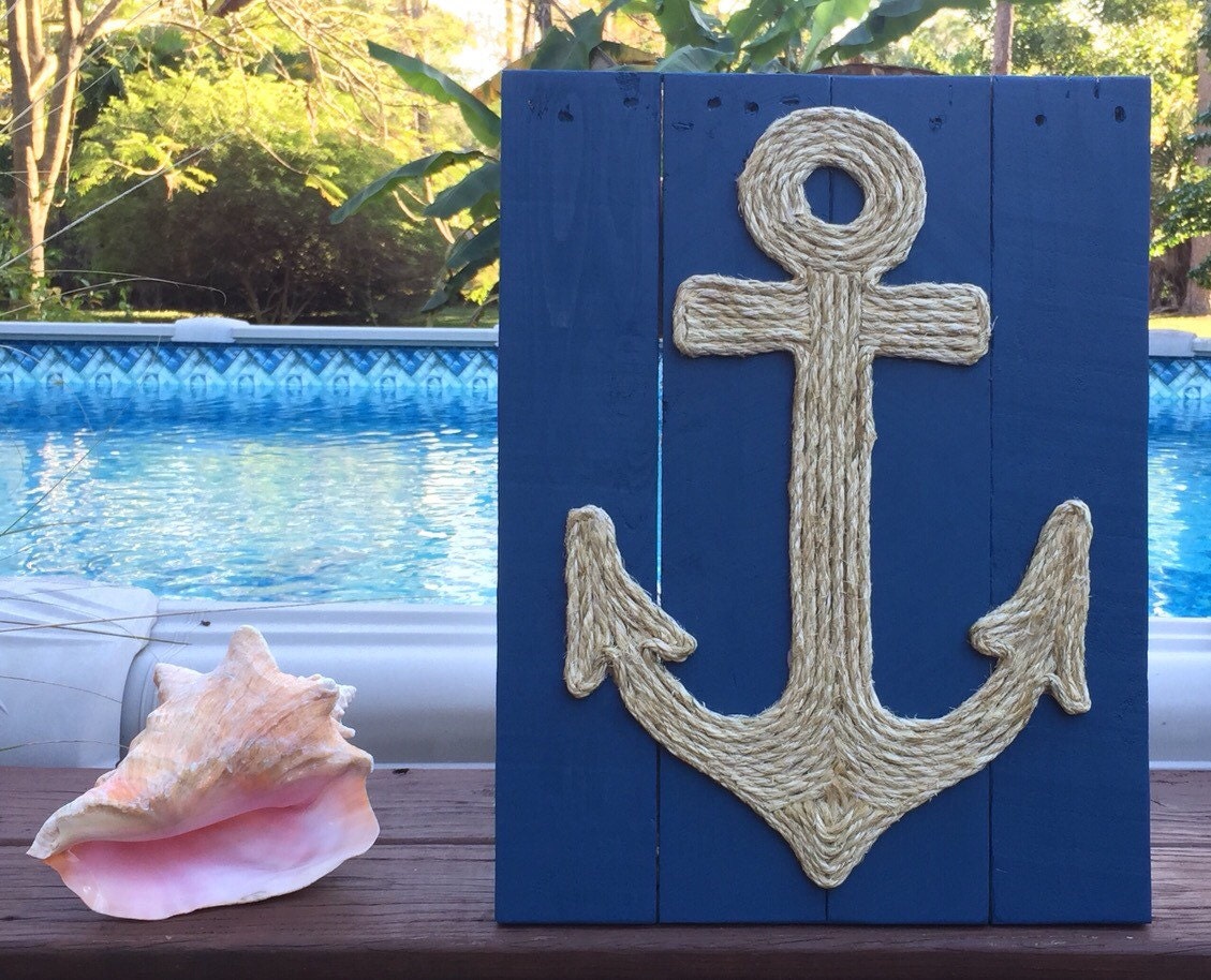 Handmade Anchor with Rope Beach Pallet Art Anchor Art Rope Art | Etsy