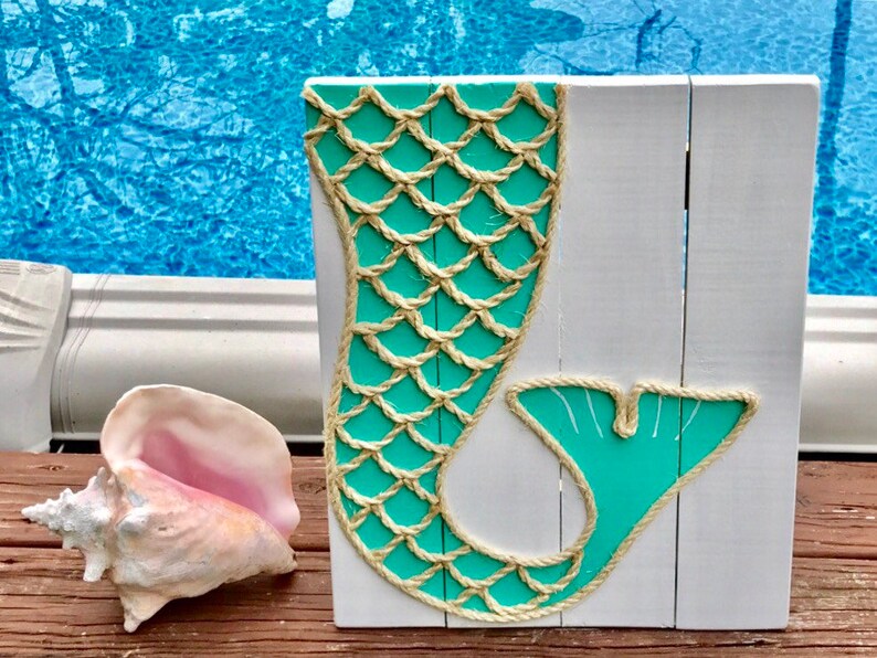 Handmade Mermaid Tail With Rope Beach Pallet Art Mermaid Art - Etsy