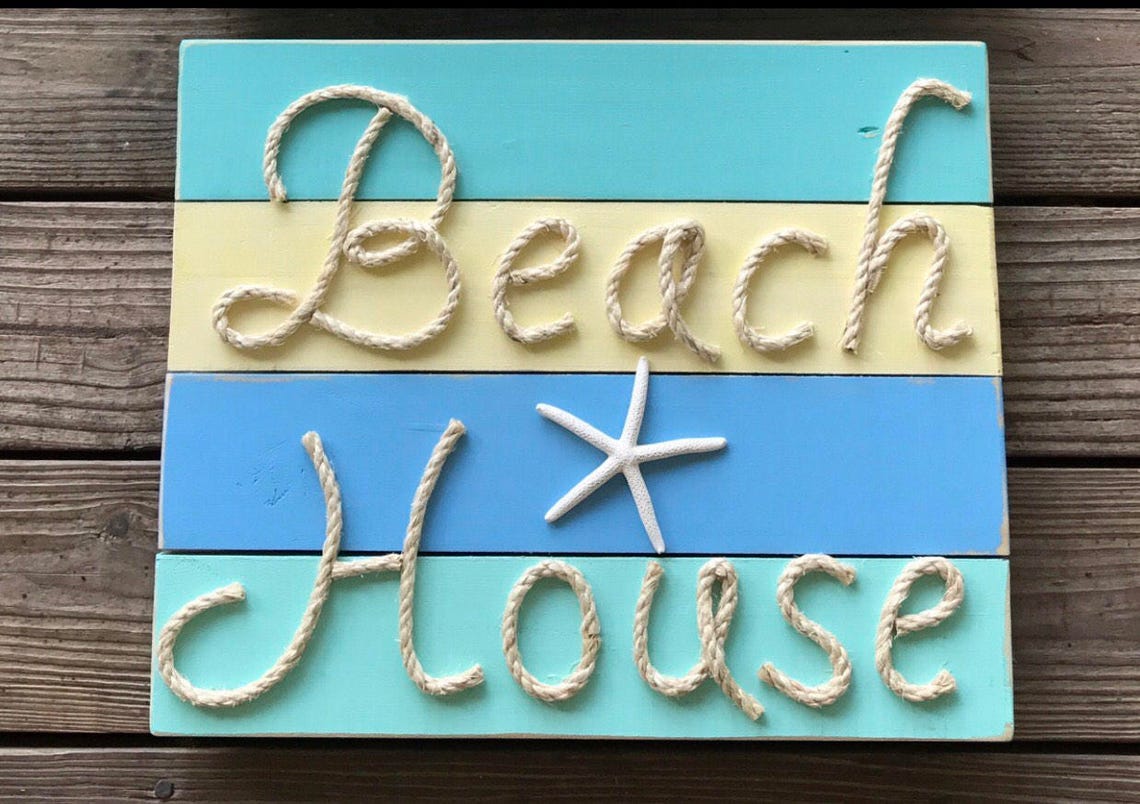 Handmade Beach House With Rope Beach Pallet Art Rope Art - Etsy