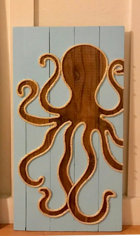 Handmade Jellyfish and Octopus With Rope Beach Pallet Art - Etsy