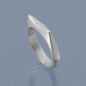 Concave Topped Elongated Ellipse Ring, Sterling Silver Ring, Geometric ...