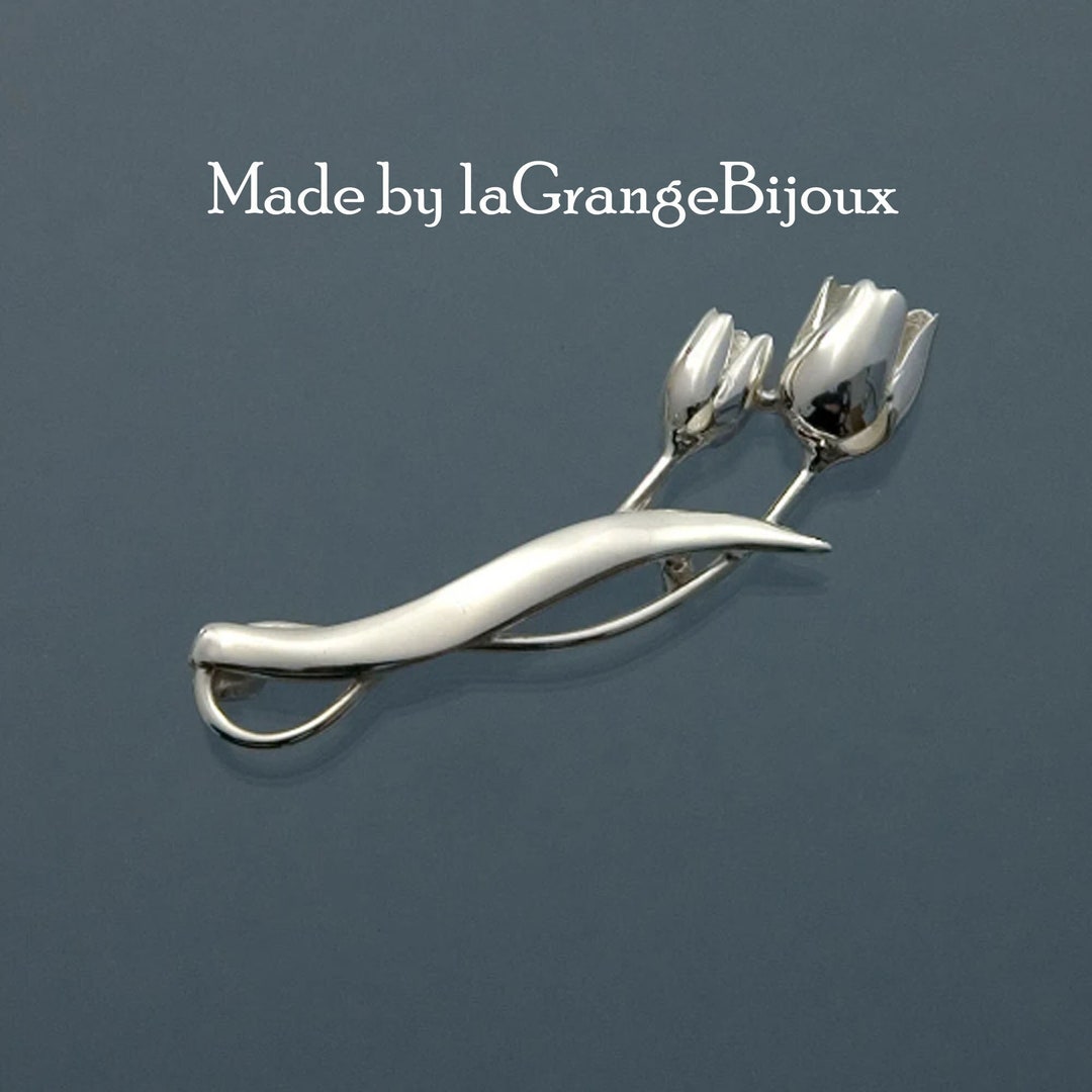 Tulip Brooch/pin, Solid 925 Sterling Silver, Spring Jewellery, Flower ...