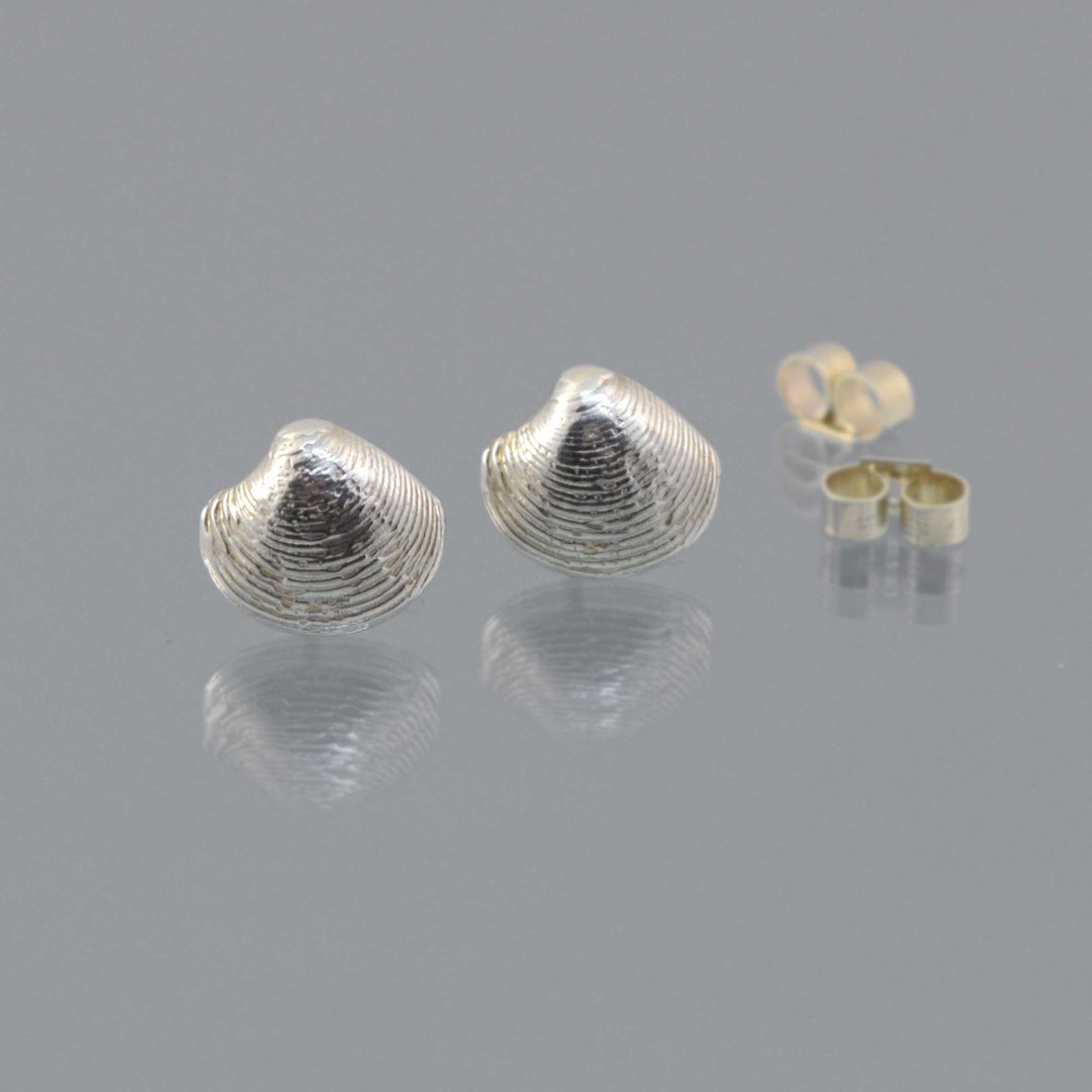 Shell Stud Earrings in 925 Sterling Silver - Etsy