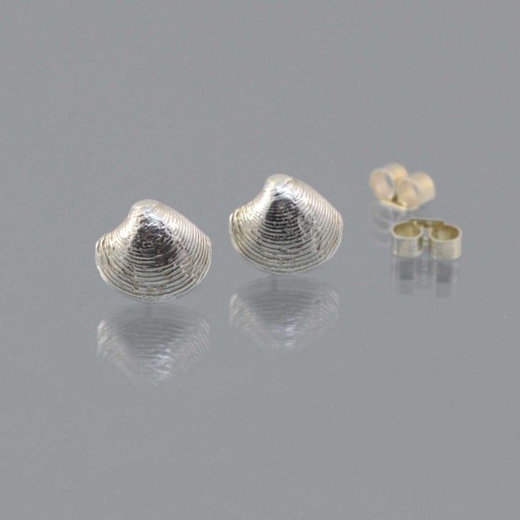 Shell stud earrings in 925 sterling silver | Etsy